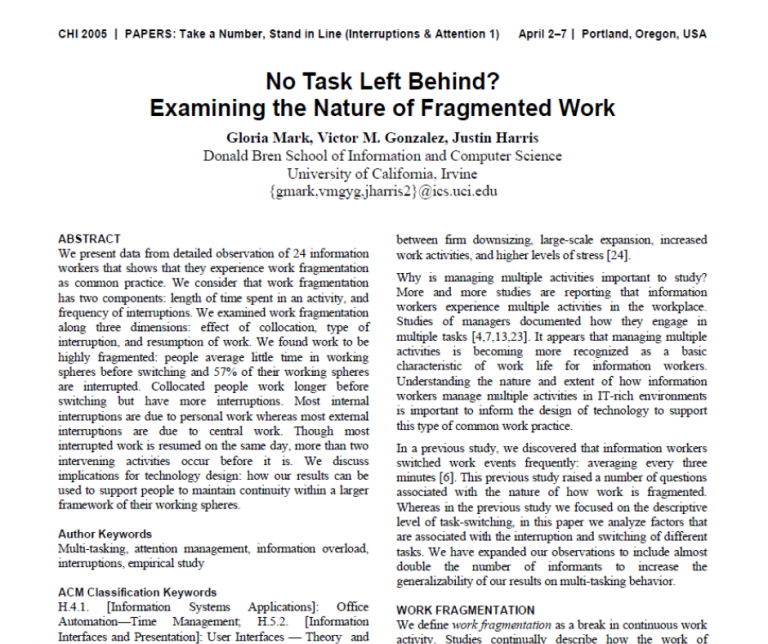 No Task Left Behind? Examining the Nature of Fragmented Work - High ...