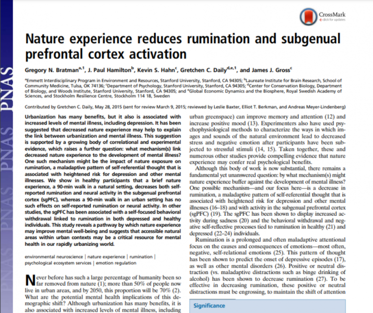 Nature experience reduces rumination and subgenual prefrontal cortex ...