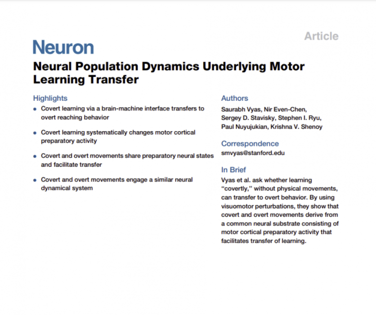 Neural Population Dynamics Underlying Motor Learning Transfer - High ...