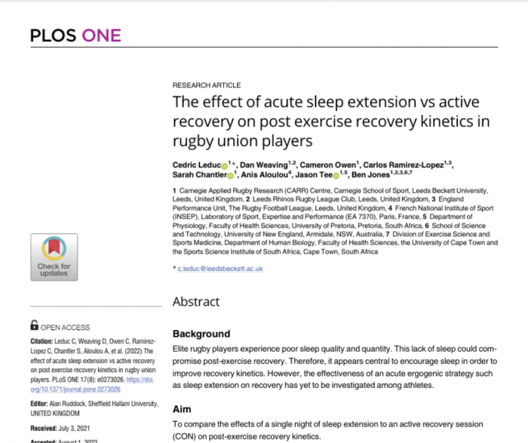 The effect of acute sleep extension vs active recovery on post exercise ...