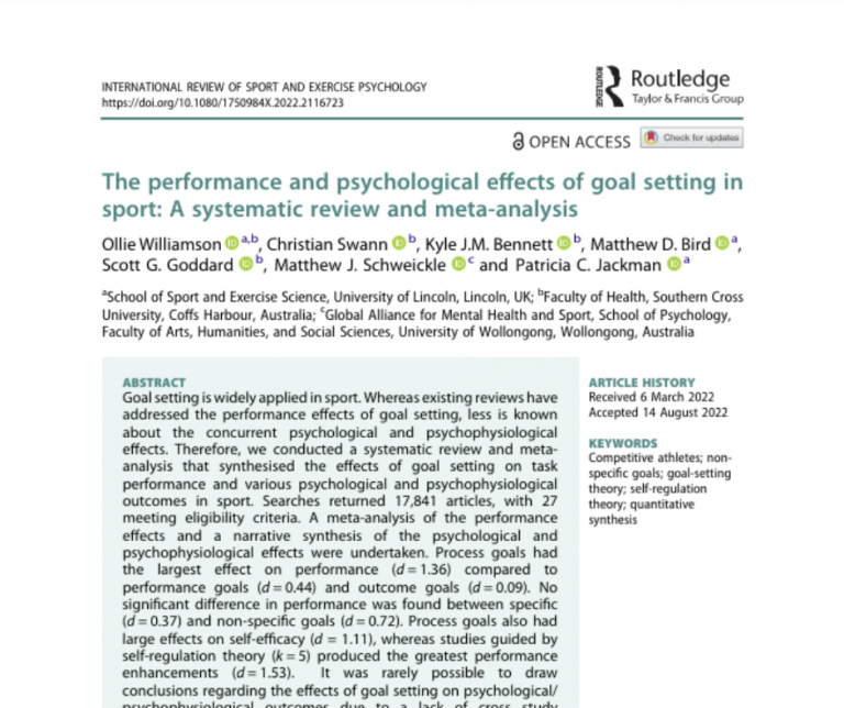 The performance and psychological effects of goal setting in sport: A ...