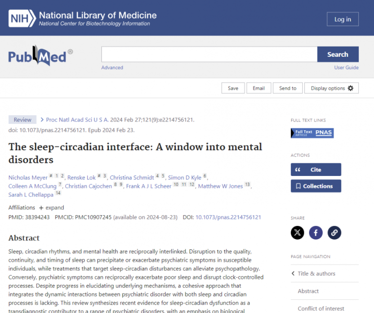 The Sleep Circadian Interface A Window Into Mental Disorders High Performance Routines