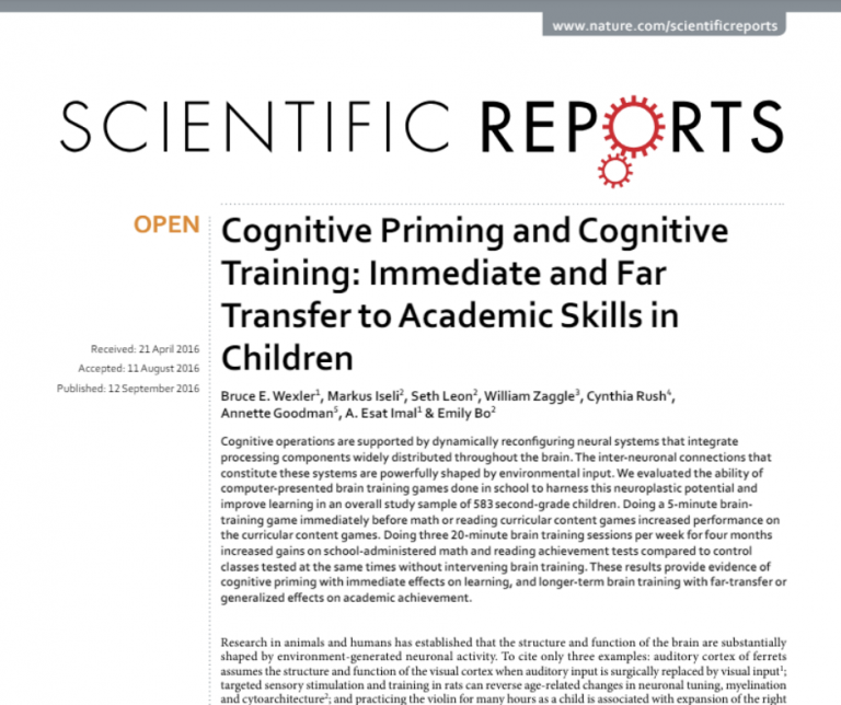 Cognitive Priming and Cognitive Training: Immediate and Far Transfer to ...